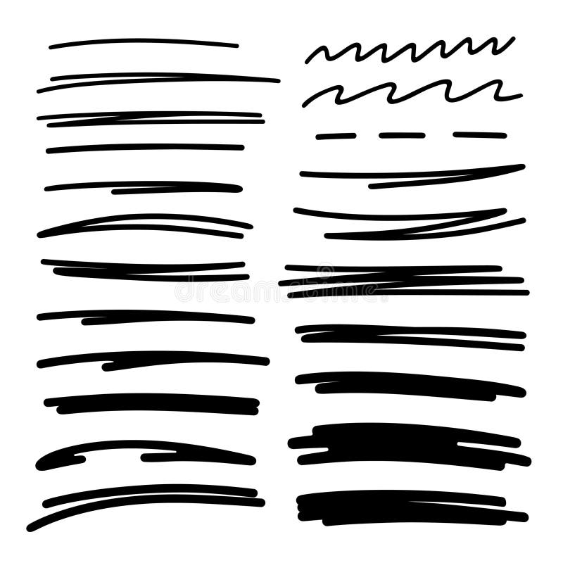 Hand-drawn Marker, Pen, Isolated Black Accent Lines, Underscores ...