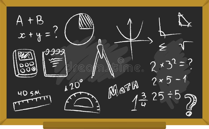Hand Drawn Math Chalkboard stock illustration. Illustration of number ...