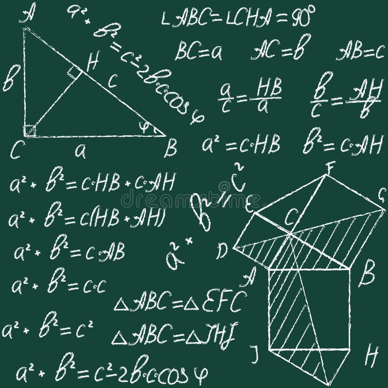Hand Drawn Math Education Vector Seamless Pattern with Geometrical ...