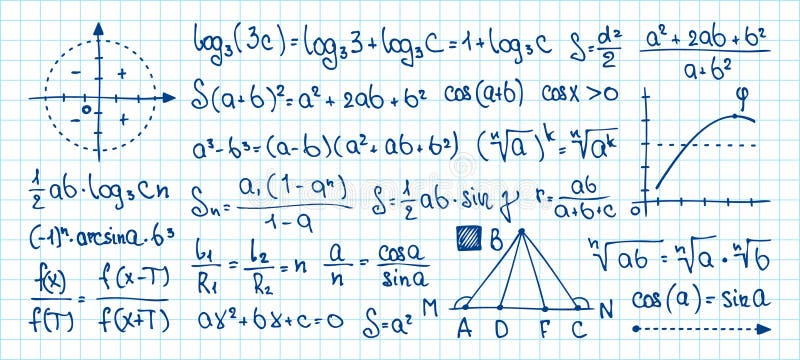 Hand Drawn Math Symbols. Blackboard Chalkboard with Equation and ...