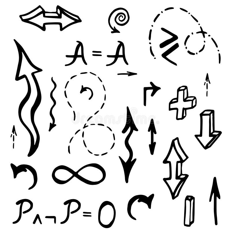 Hand Drawn Mathematical Elements Vector Illustration. Stock Vector ...