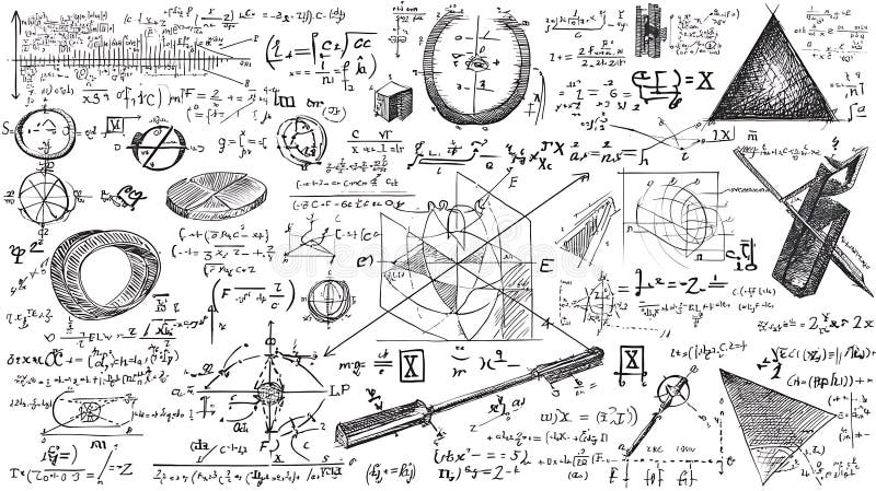 Hand Drawn Mathematical Formulas and Geometric Shapes Stock ...