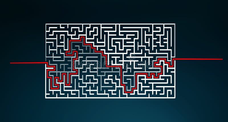 Hand-drawn Maze with Solution Sketch Stock Illustration - Illustration ...
