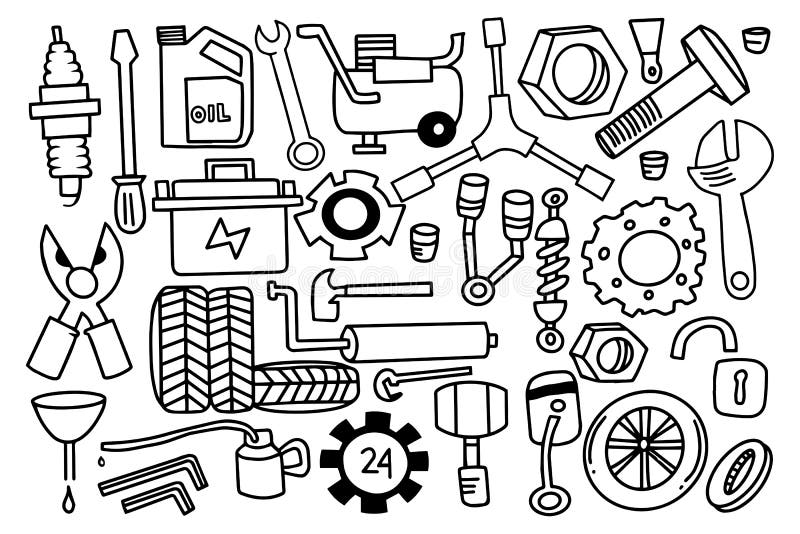 Mechanical Equipment Doodle Design Stock Vector - Illustration of ...