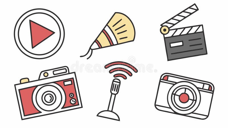 Hand Drawn Media and Entertainment Vector Icon Collection, Vector ...