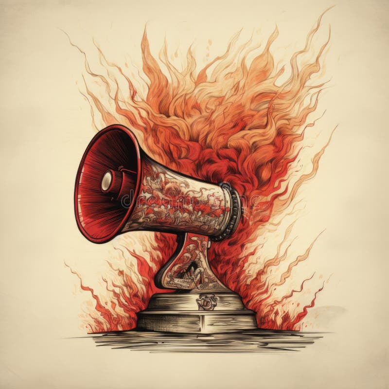 Hand Drawn Megaphone, Abstract Art Stock Illustration - Illustration of ...