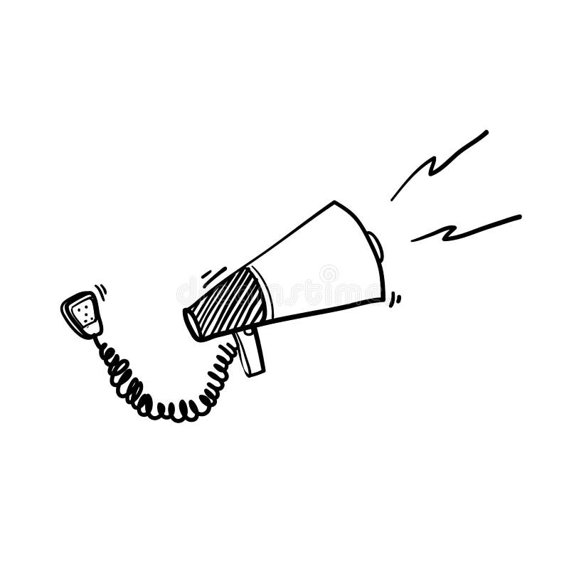 Hand Drawn Megaphone Illustration with Doodle Cartoon Style Vector ...