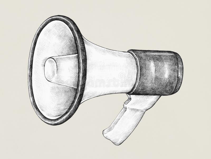 Hand Drawn Megaphone Speaker Illustration Stock Illustration ...