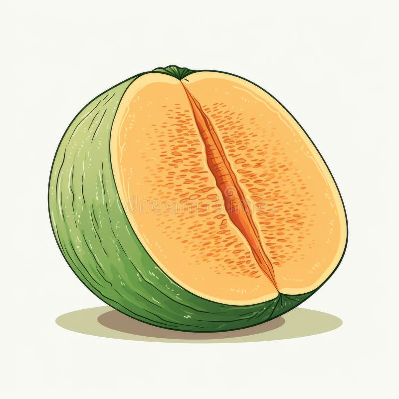 Hand Drawn Melon - Vector Flat Clean Shape with Flat Color Stock Photo ...