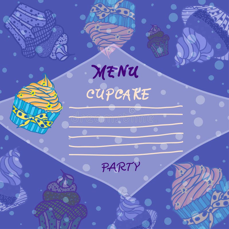 Hand Drawn Menu with Cupcakes, Best for Party Cafe or Restaurant Stock ...