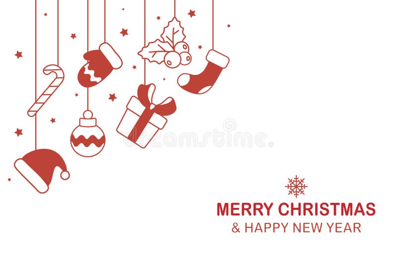 Hand Drawn Merry Christmas Decorative Background Design Layout Left ...