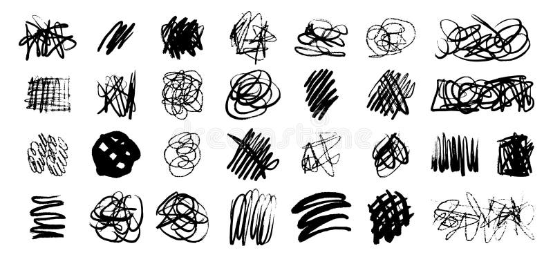 Hand Drawn Messy Chaotic Scribble Lines Collection. Brush Freehand ...