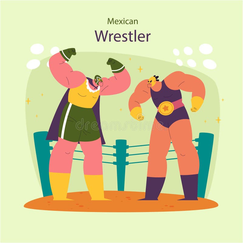 Hand Drawn Mexican Wrestler Vector Illustration. Stock Vector ...