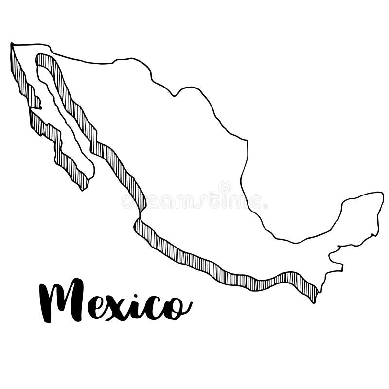 Hand Drawn of Mexico Map, Illustration Stock Illustration ...