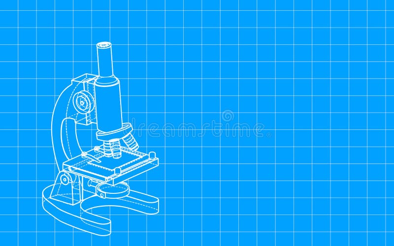 Hand-drawn Microscope with Blueprint Style, Raster Illustration Stock ...