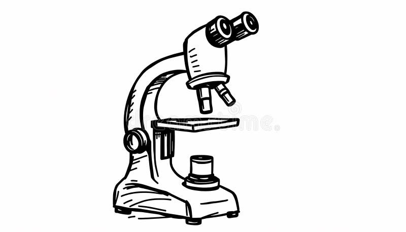 Hand Drawn Microscope Sketch Isolated on White Background for Science ...