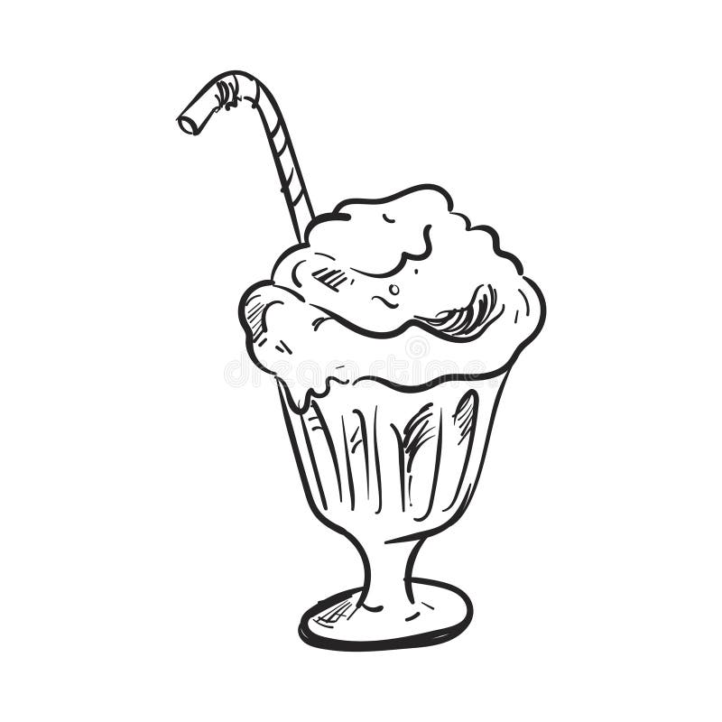 Hand drawn milkshake stock vector. Illustration of drawn - 273121237