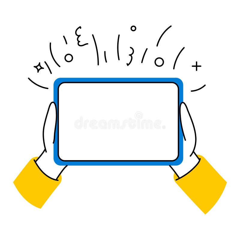 Hand Drawn Mockup Used Tablet Touch Screen Gesture Mockup. Stock Vector ...