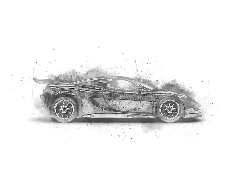 Hand Drawn Modern Concept Supercar Stock Illustration - Illustration of ...