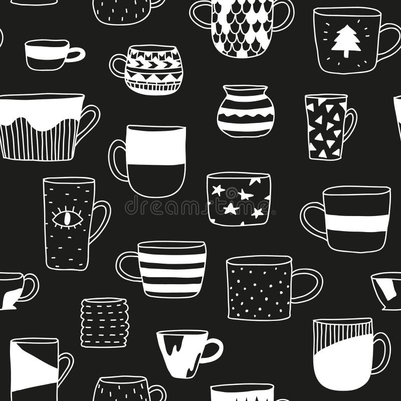 Hand Drawn Modern Cups Collection Stock Vector - Illustration of ...
