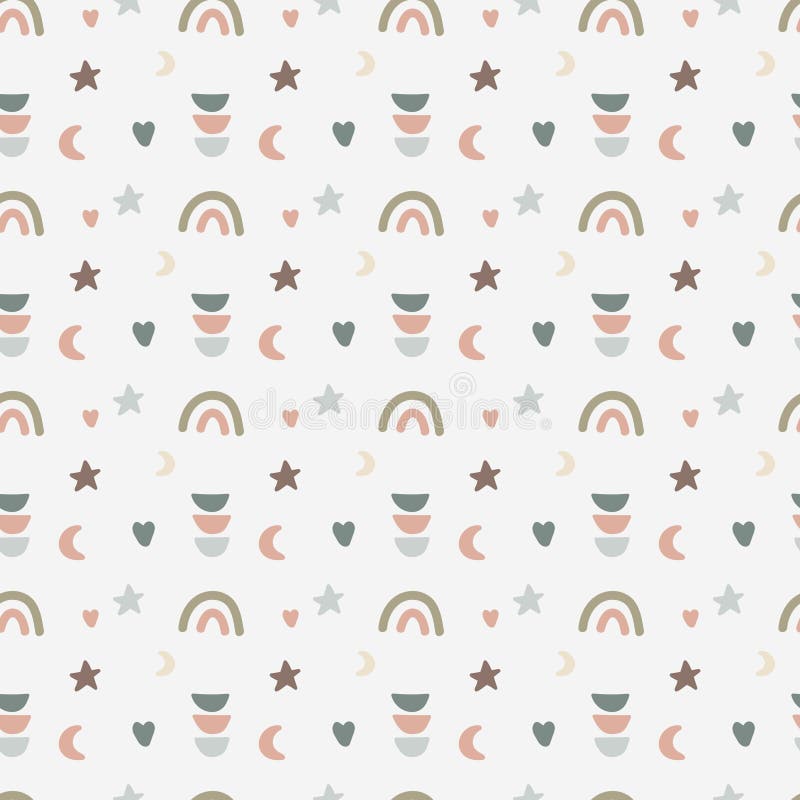 Hand Drawn Modern Doodle Seamless Pattern Stock Illustration ...