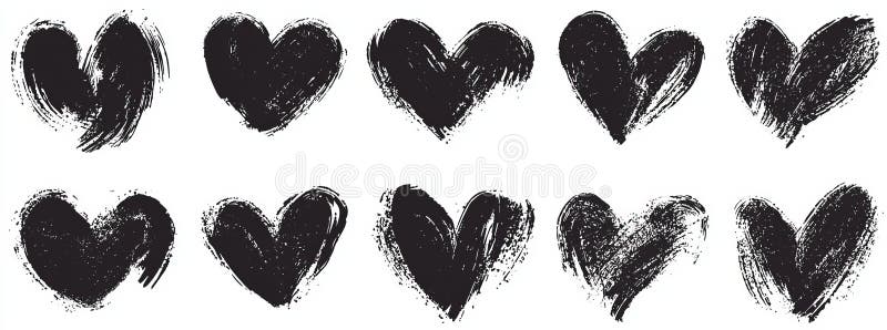 Hand Drawn Modern Grunge Heart Shape. Using a Brush To Draw the Heart ...