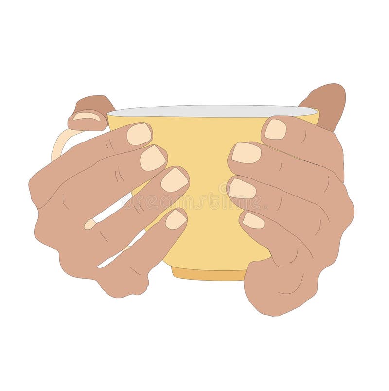 Hand-drawn Modern Vector Graphics, Hands Holding a Cup of Tea Stock ...