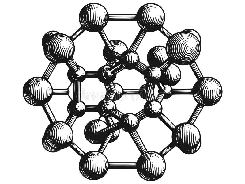 Hand-drawn Molecular Structure Sketch on White Background. Vector ...