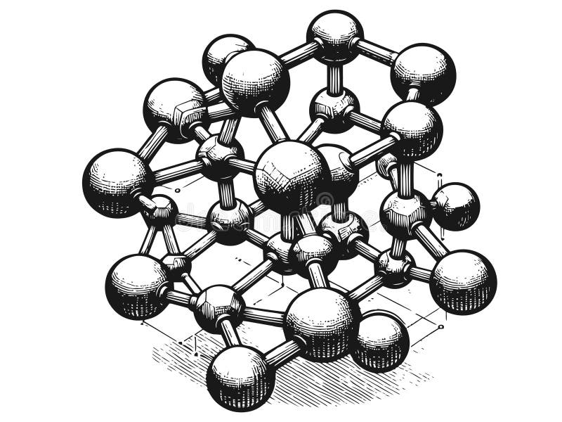Hand-drawn Molecular Structure Sketch on White Background. Vector ...