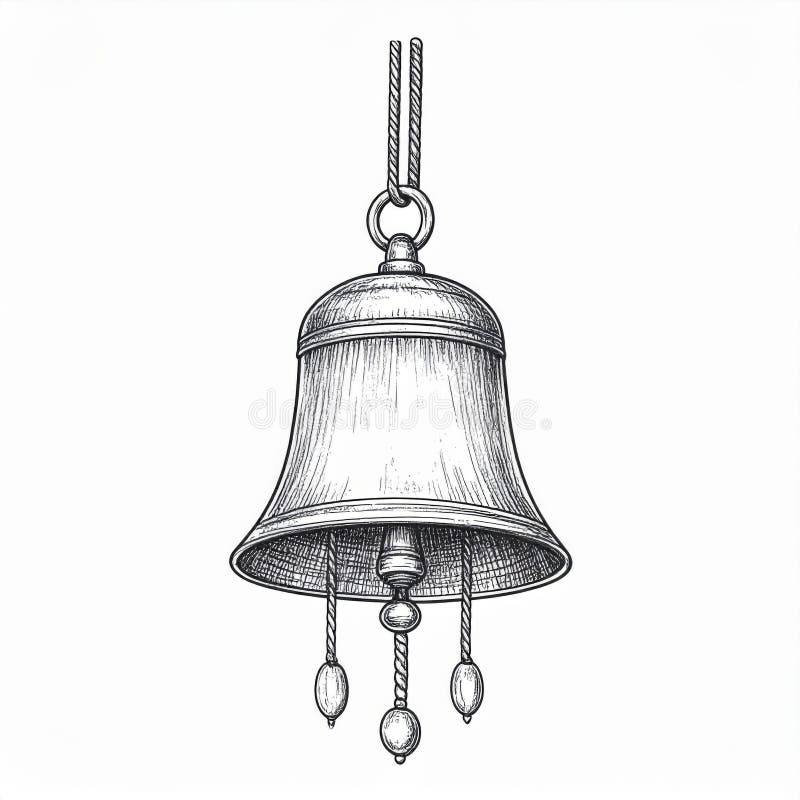 Hand Drawn Monochrome Hanging Bell Illustration Stock Illustration ...