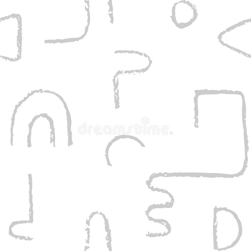 Hand Drawn Monochrome Seamless Pattern. Irregular Chalk Doodle Lines ...