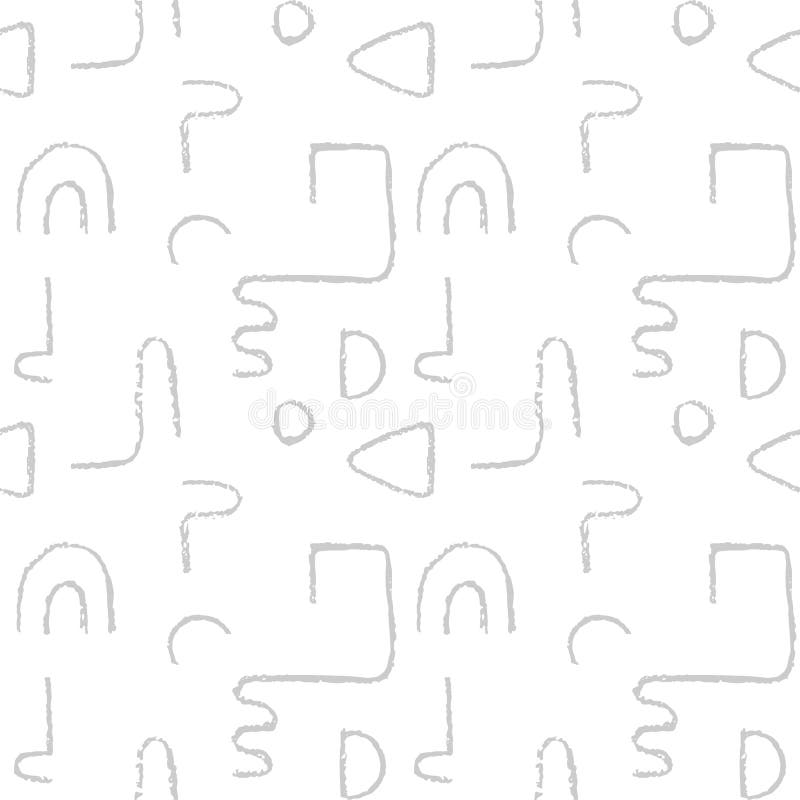 Hand Drawn Monochrome Seamless Pattern. Irregular Chalk Doodle Lines ...