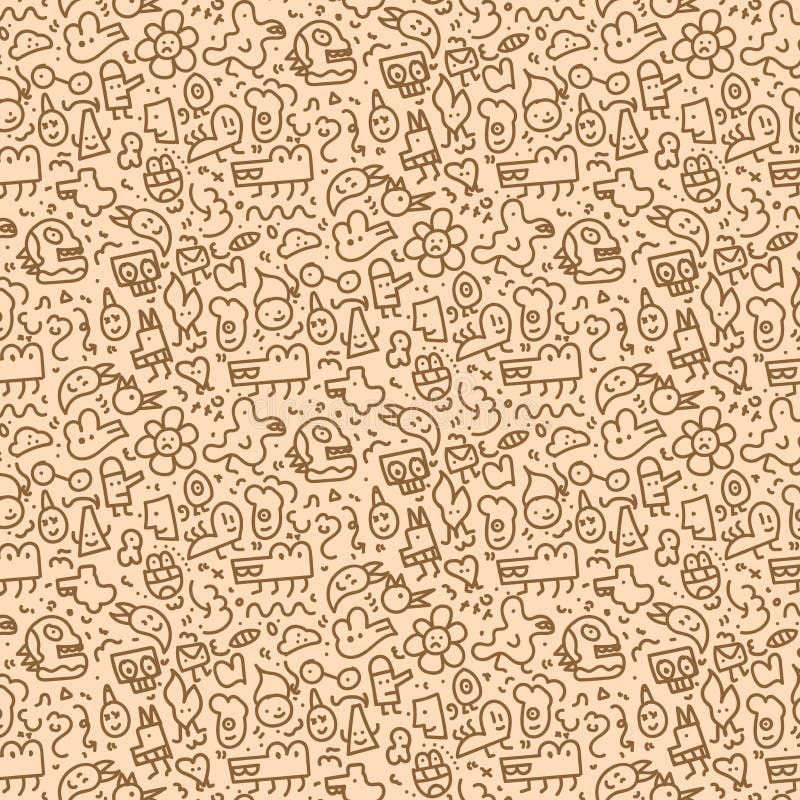 Hand Drawn Monster Mini Pattern Vector Illustration Stock Vector ...