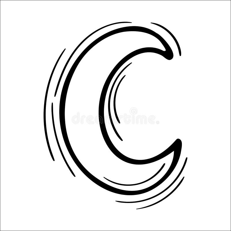 Hand Drawn Moon. Magical Sign. Doodle Crescent Moon Stock Vector ...