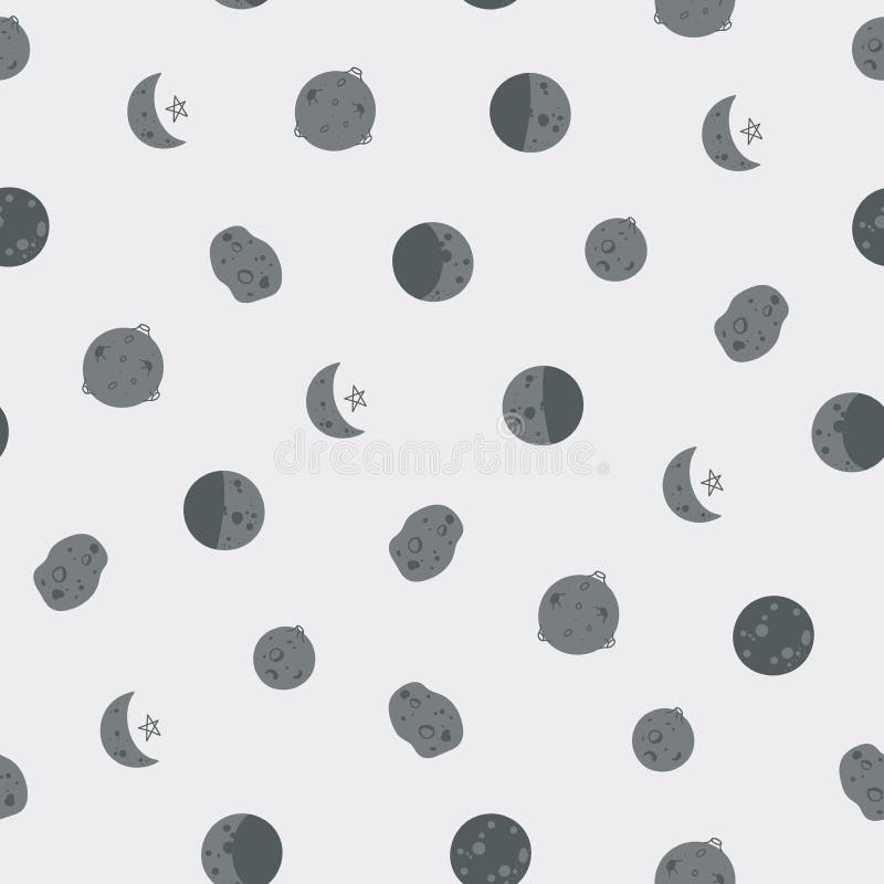 Hand Drawn Moon Seamless Pattern Stock Vector - Illustration of space ...