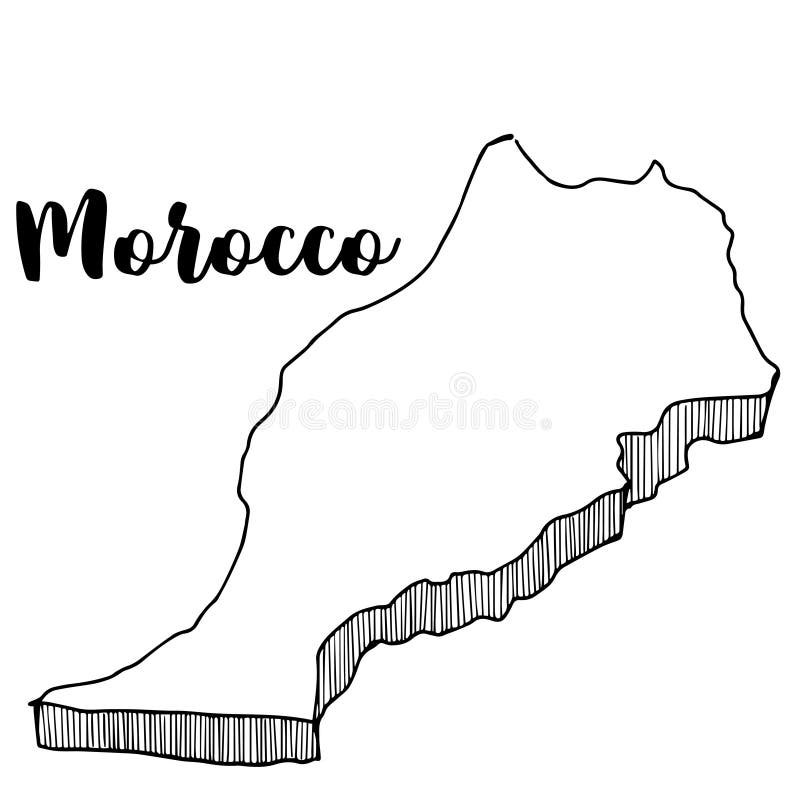 Hand Drawn Of Morocco Map, Illustration Stock Illustration ...