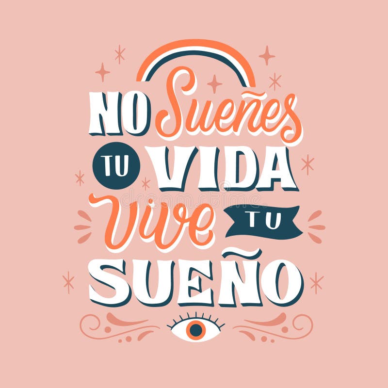 Hand Drawn Motivational Phrases in Spanish Lettering Vector ...