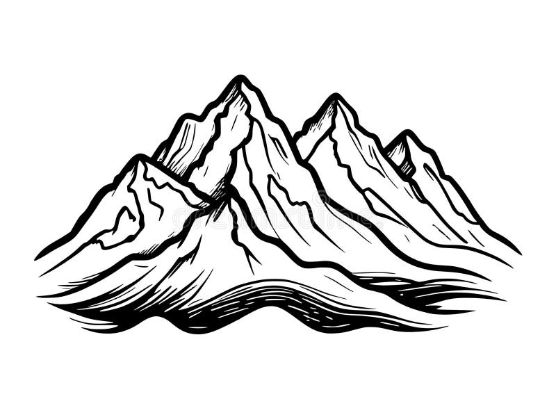 Hand Drawn Mountain Landscape, Sketch Illustration Stock Illustration ...