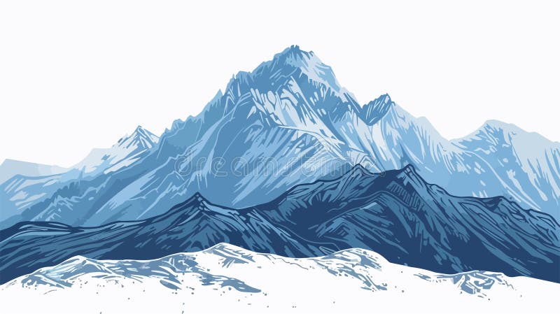 Hand Drawn Mountain Ridge Range Illustration for Design Projects Stock ...