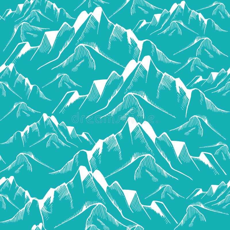 Hand Drawn Mountain Seamless Pattern. Landscape Pattern Stock Vector ...