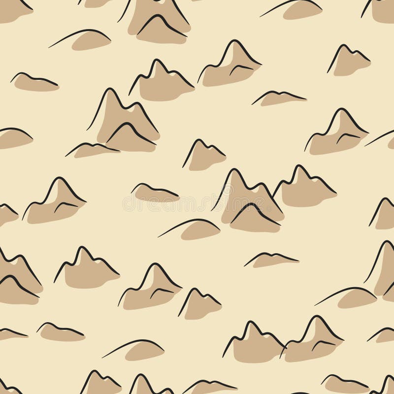 Hand Drawn Mountain Seamless Pattern. Landscape Pattern. Vector ...