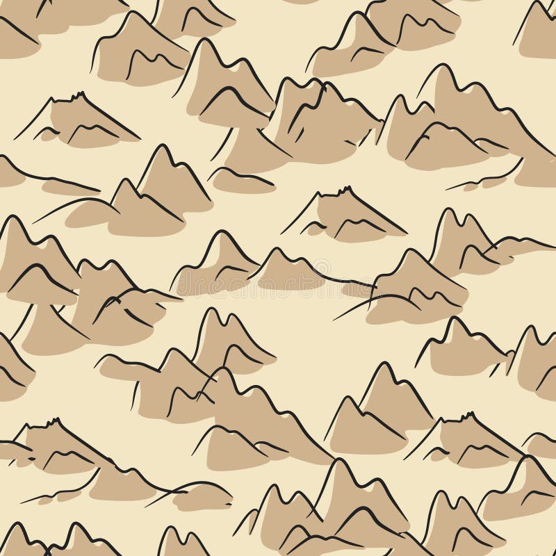 Hand Drawn Mountain Seamless Pattern. Landscape Pattern Stock ...