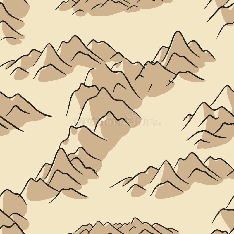 Hand Drawn Mountain Seamless Pattern. Landscape Pattern Stock Vector ...