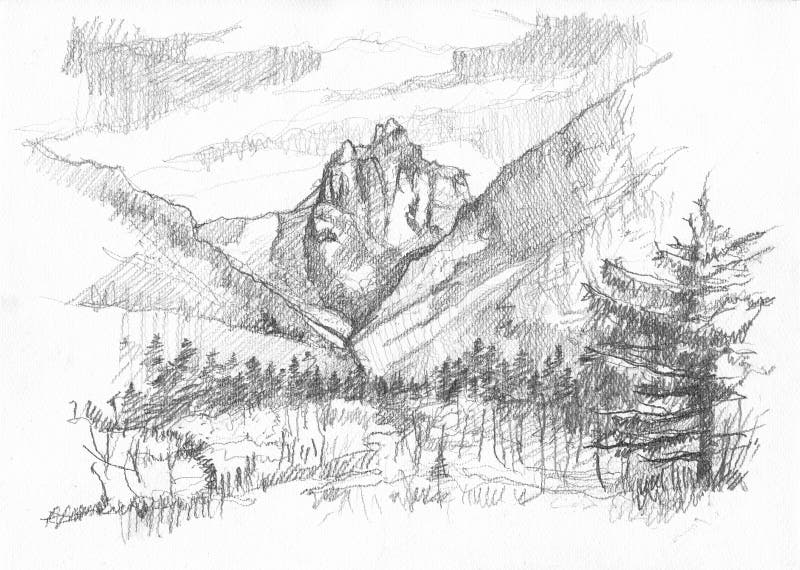 Mountain sketch drawing - nerysimple
