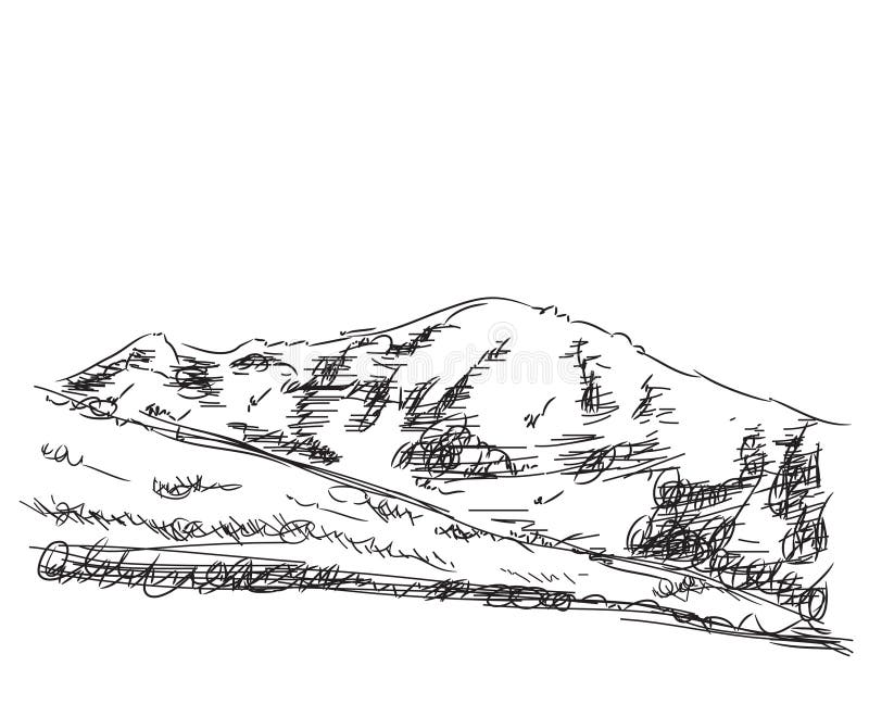 Hand Drawn Mountains Vector Illustration. Stock Vector - Illustration ...