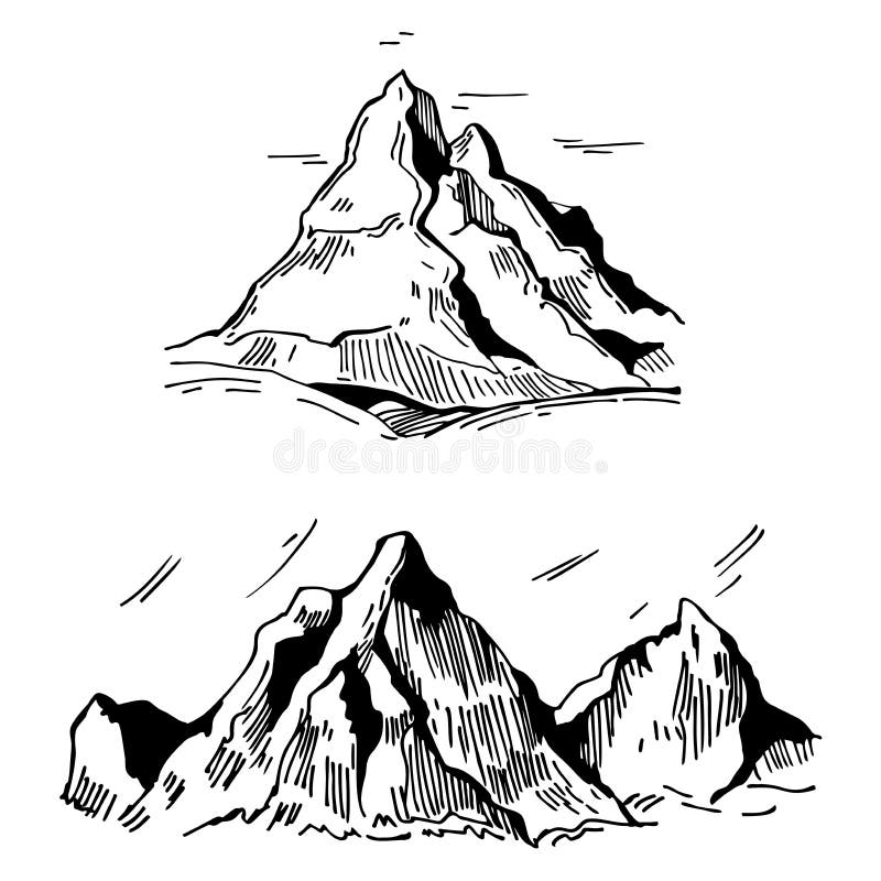 Hand Drawn Mountains . Vector Sketch Illustration Stock Vector ...