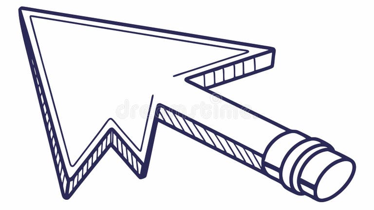 Hand-Drawn Mouse Pointer Cursor for Digital Concepts, Vector Design ...