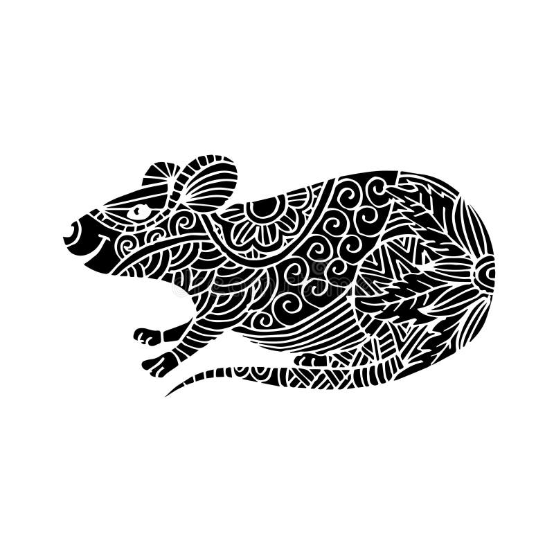 Hand Drawn Mouse. Zentangle Stylized Stock Illustration - Illustration ...