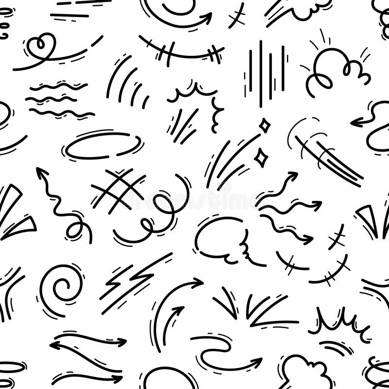 Hand Drawn Movement Motion Lines Seamless Pattern Stock Vector ...