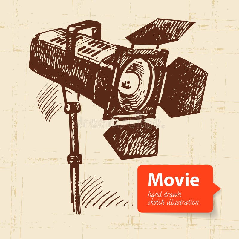 Hand Drawn Movie Illustration. Sketch Background Stock Vector ...